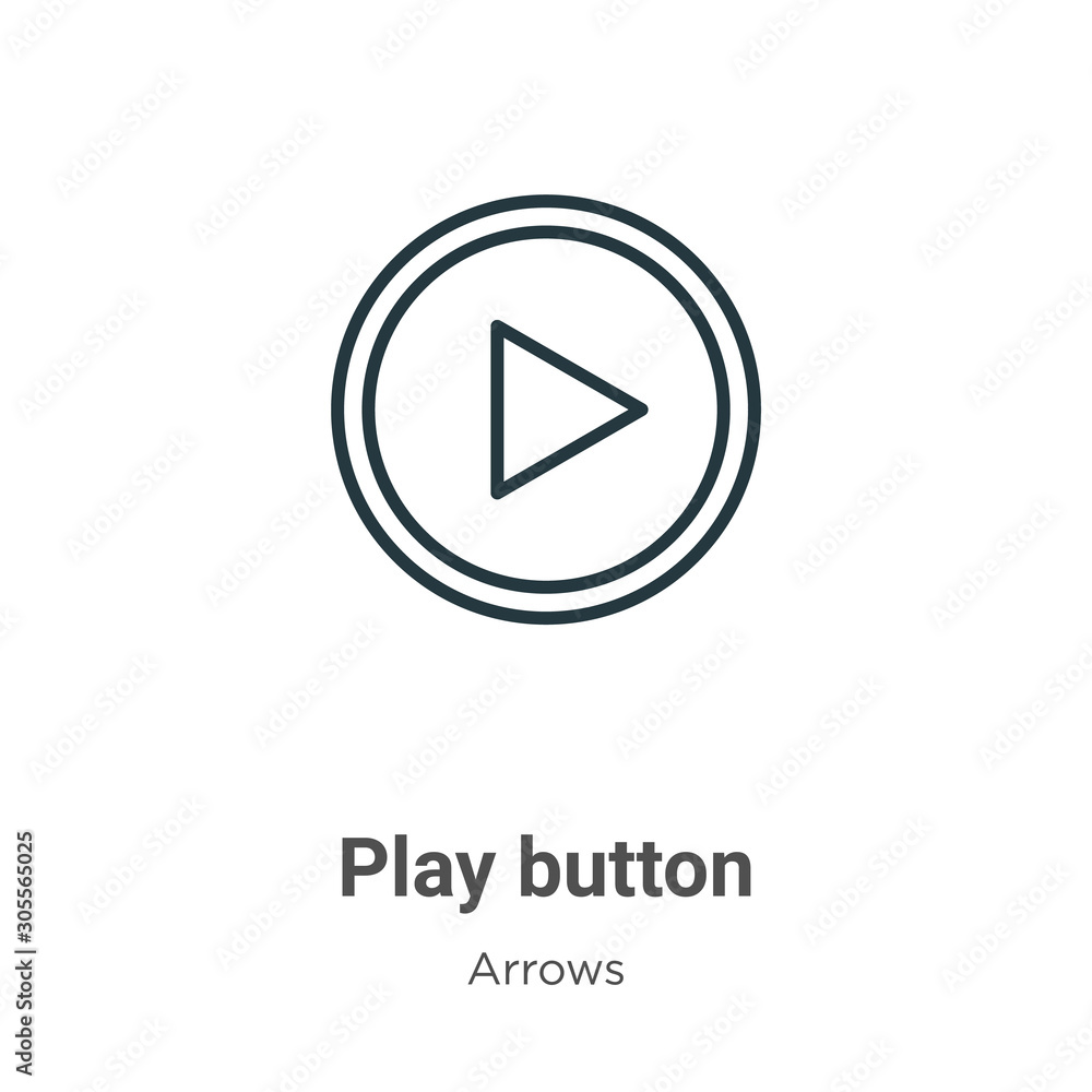 Play button outline vector icon. Thin line black play button icon, flat ...