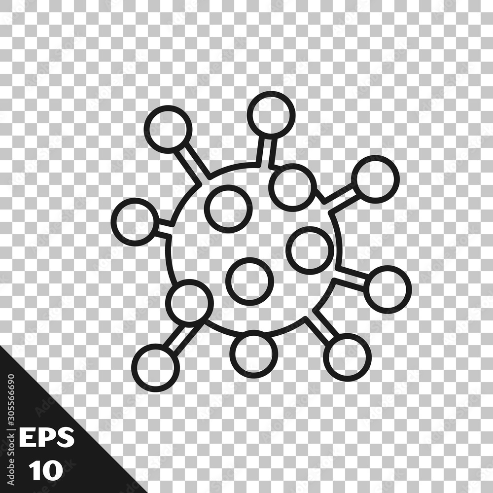 Black line Bacteria icon isolated on transparent background. Bacteria ...