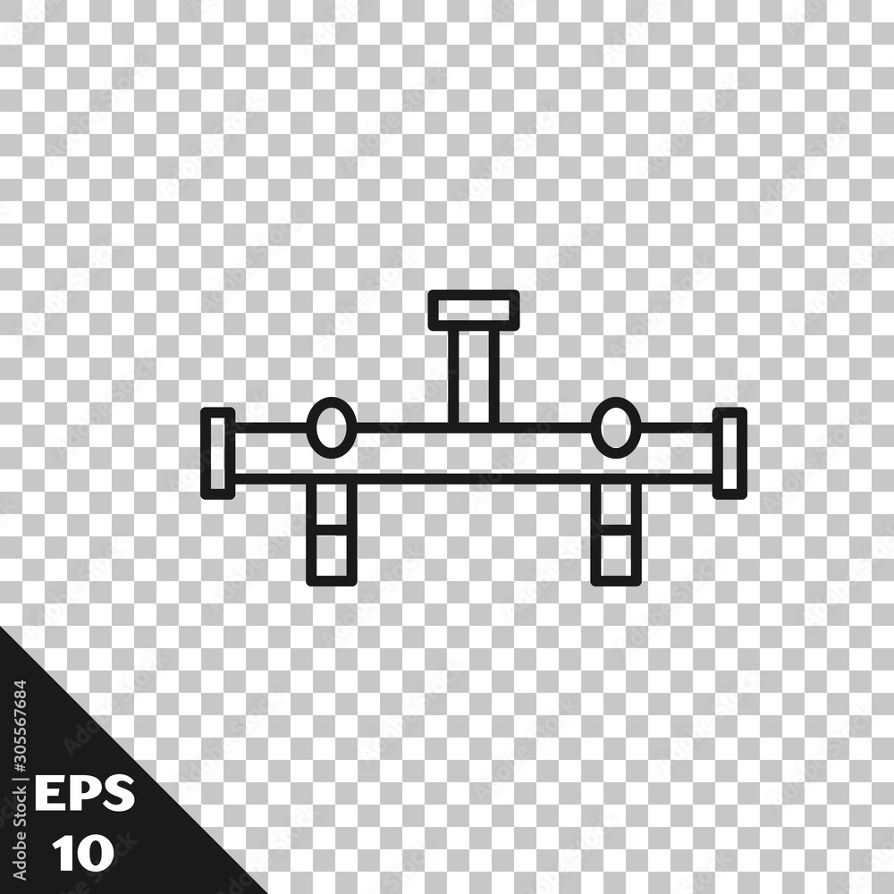 Black line Manifold icon isolated on transparent background. Vector ...