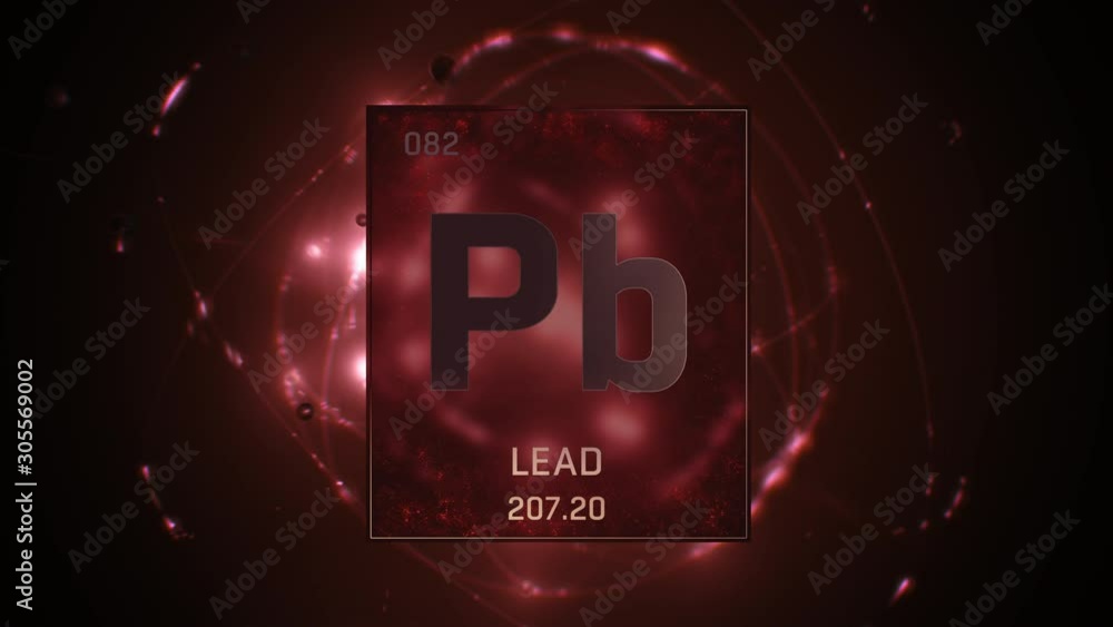 Lead as Element 82 of the Periodic Table. Seamlessly looping 3D ...