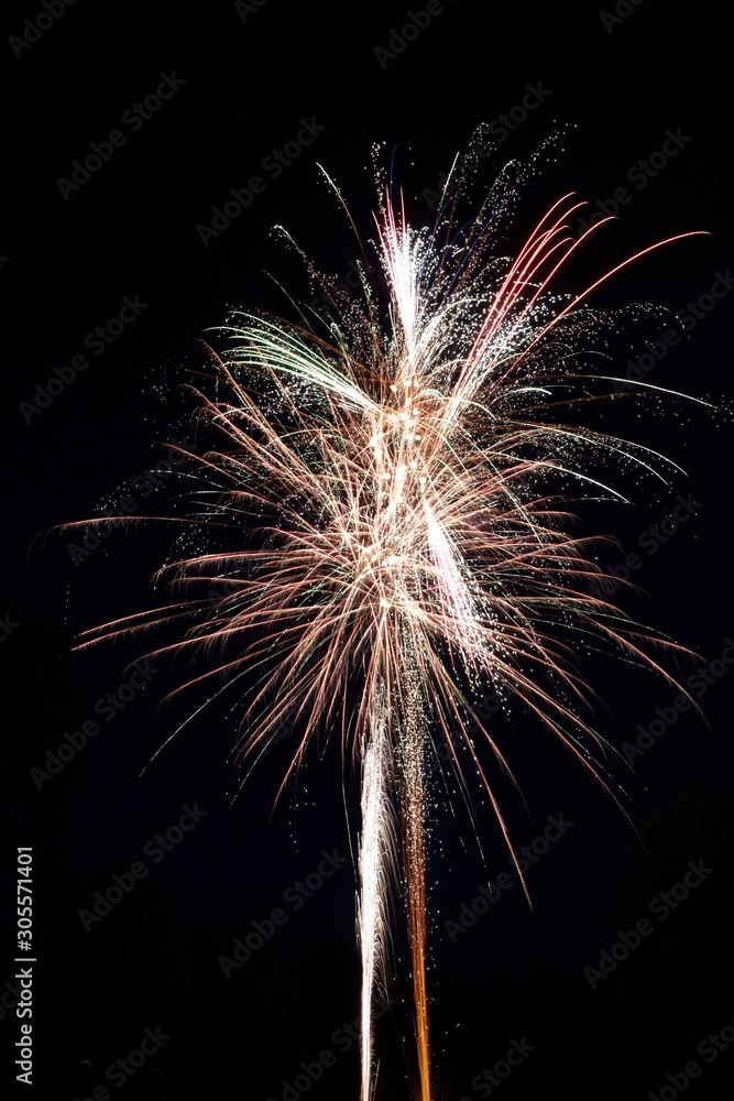 Firework exploding on black background Stock Photo | Adobe Stock