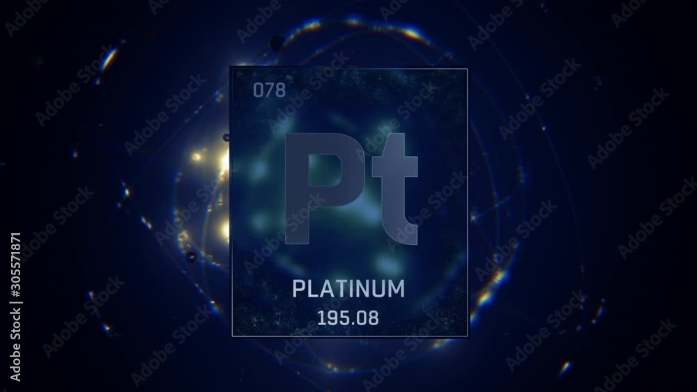 Platinum as Element 78 of the Periodic Table. Seamlessly looping 3D ...