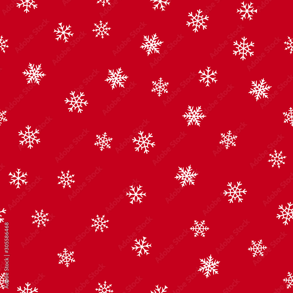 Snowflakes seamless pattern. Vector texture with small hand drawn white ...