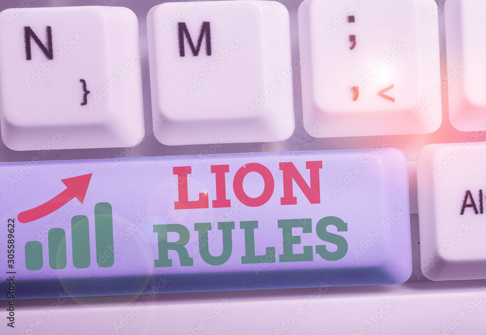 Handwriting text Lion Rules. Conceptual photo epitome of strength power ...