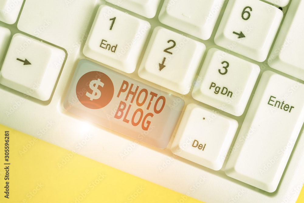 Writing note showing Photo Blog. Business concept for form of photo ...