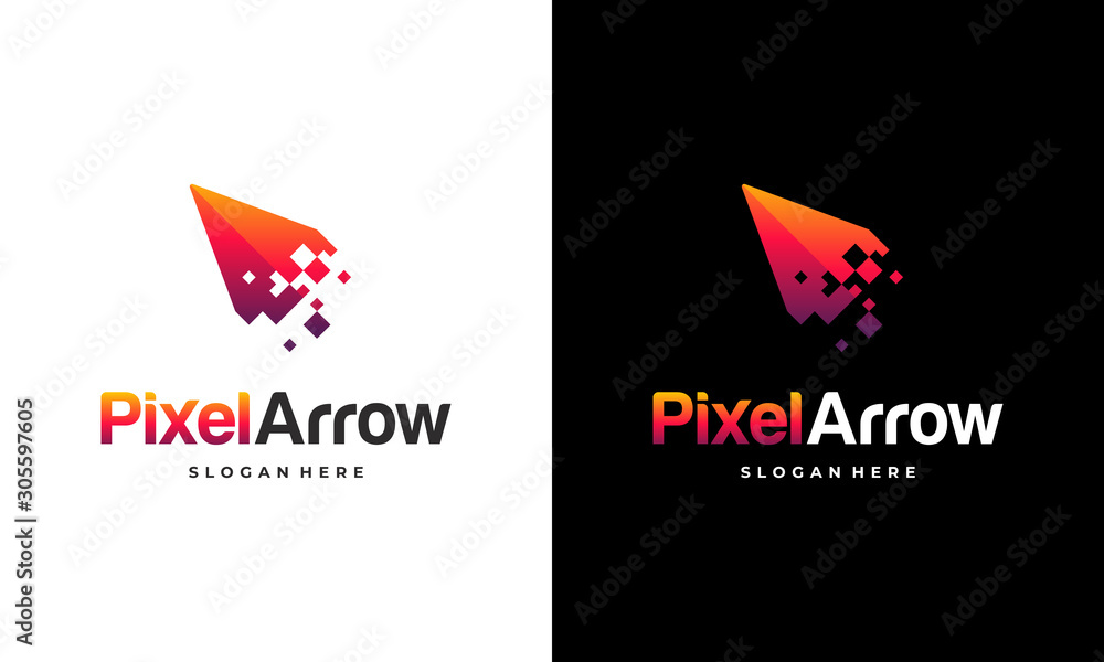 elegant Pixel Arrow logo template, Fast Cursor logo designs concept ...