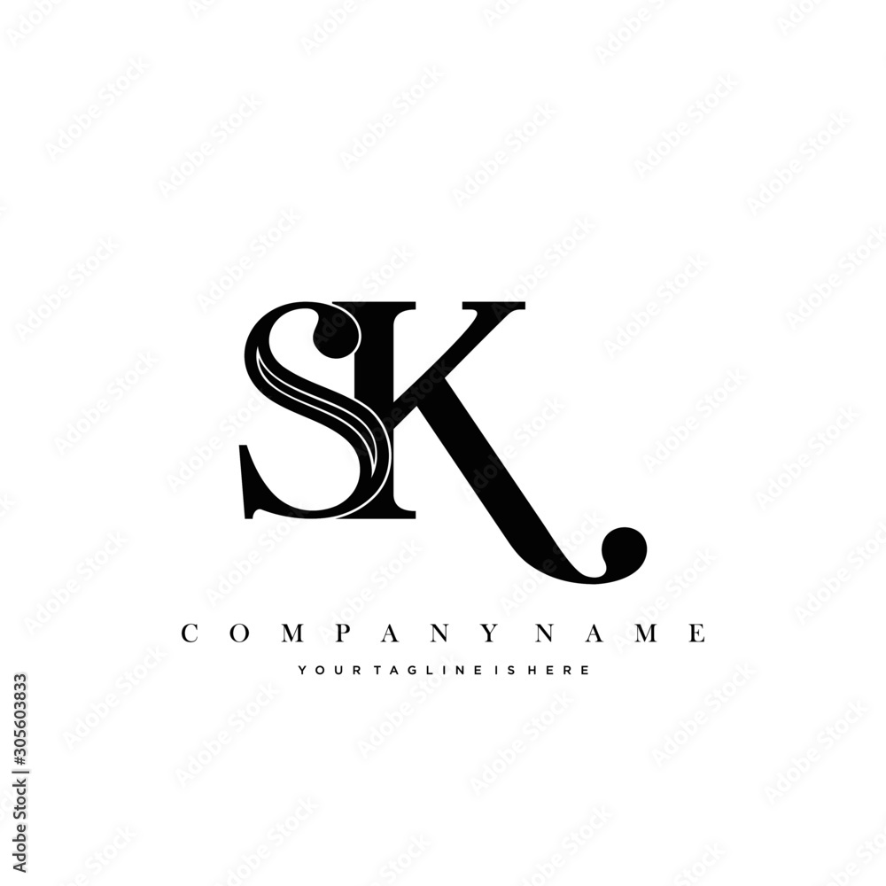 Initial Letter SK Logo Template Design Stock Vector | Adobe Stock
