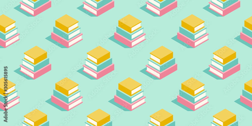 Stack of books seamless pattern in pastel colors. Education minimal ...
