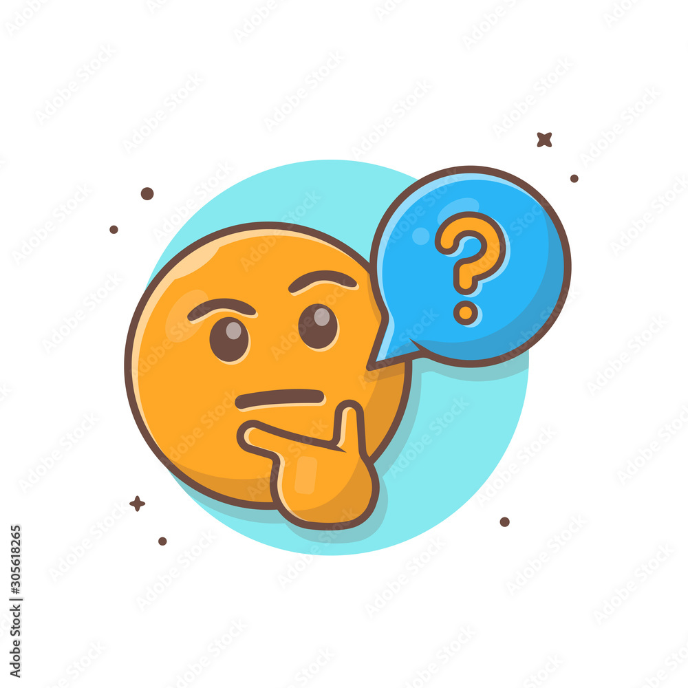 Thinking and Confusing Face Emoticon with Question Speech Bubble and ...