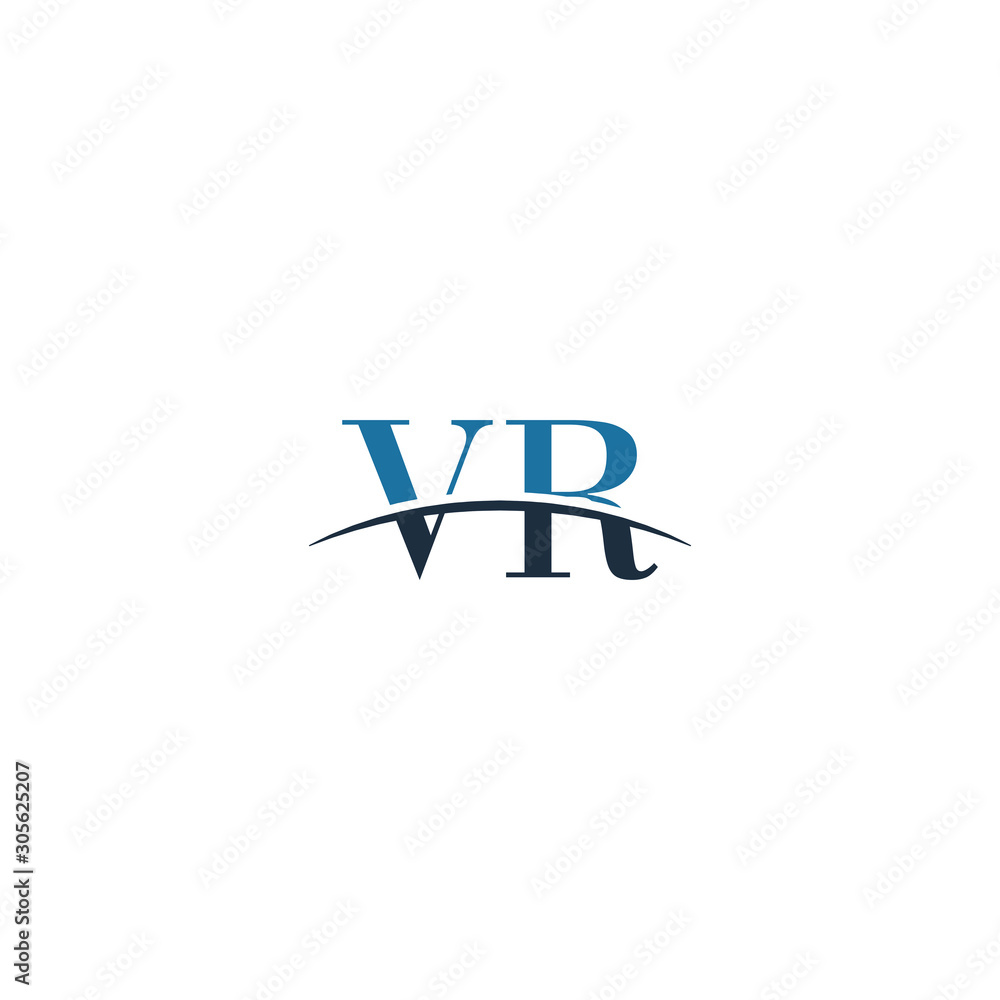 Initial letter VR, overlapping movement swoosh horizon logo company ...