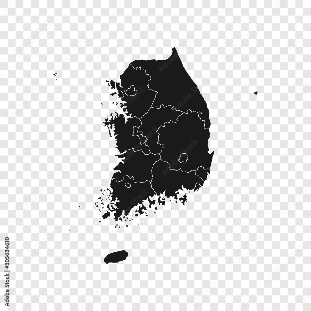 South Korea map on transparent background. Vector illustration. Stock ...