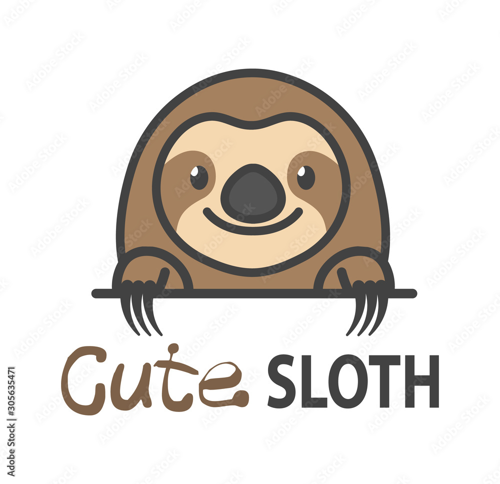 Logo template with cute sloth. Vector logo design template for zoo ...