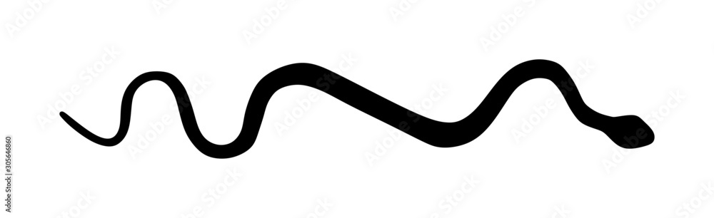 Snake vector silhouette isolated on white background. Black serpent ...