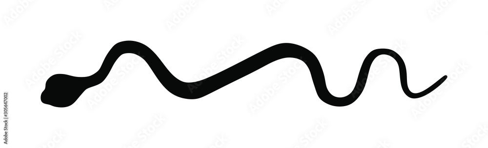 Snake vector silhouette isolated on white background. Black serpent ...