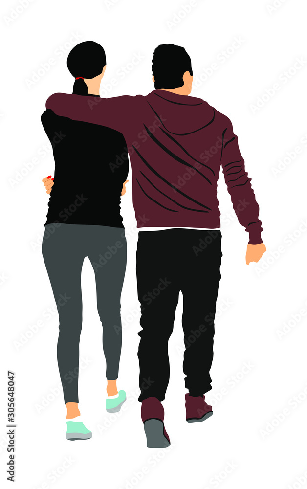 Girlfriend and boyfriend hugging on date vector. Love concept. Boy and ...