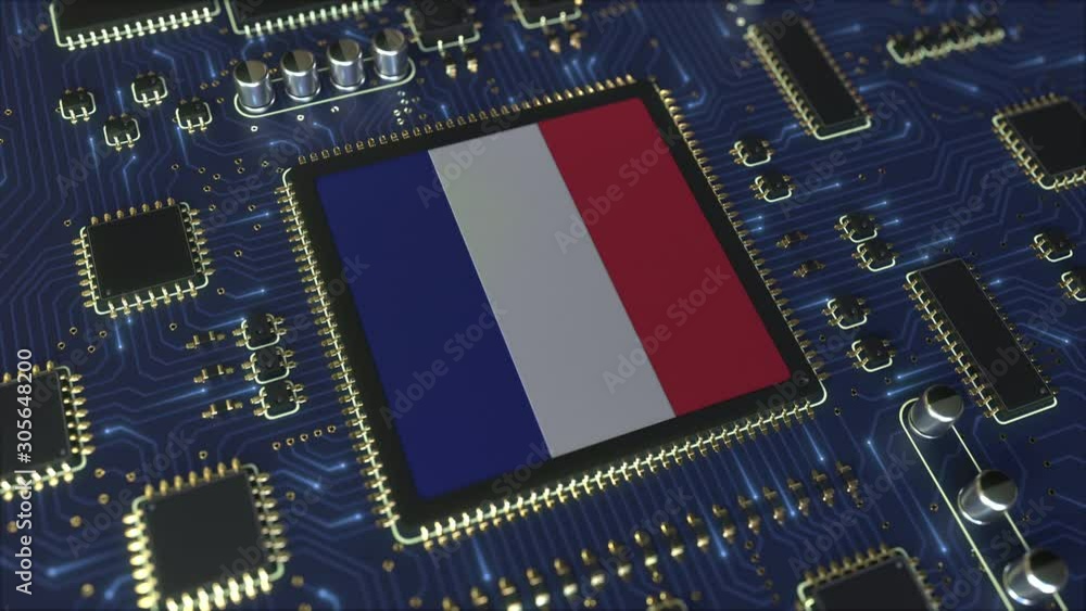 National flag of France on the operating chipset. French information ...