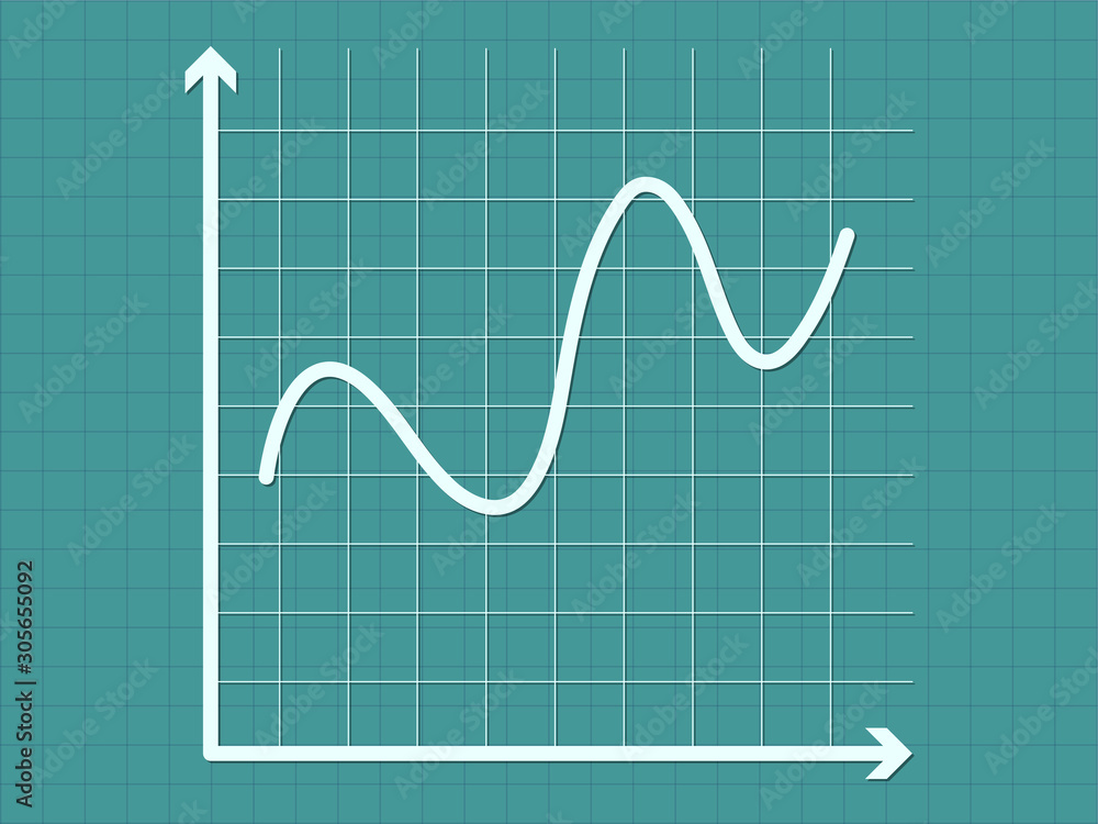 Smooth upward curve line on blue graph paper vector illustration for ...