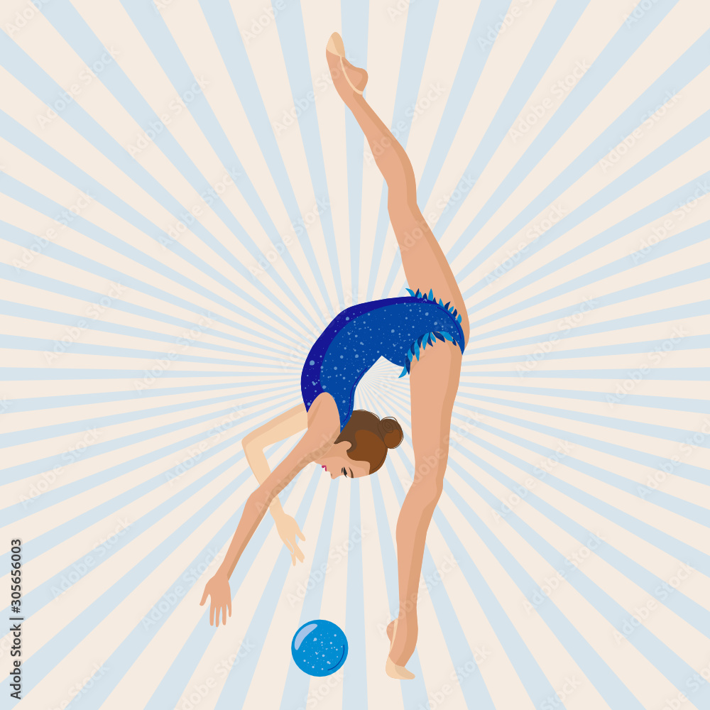 Rhythmic gymnastics. vector image of gymnast with ball Stock Vector ...