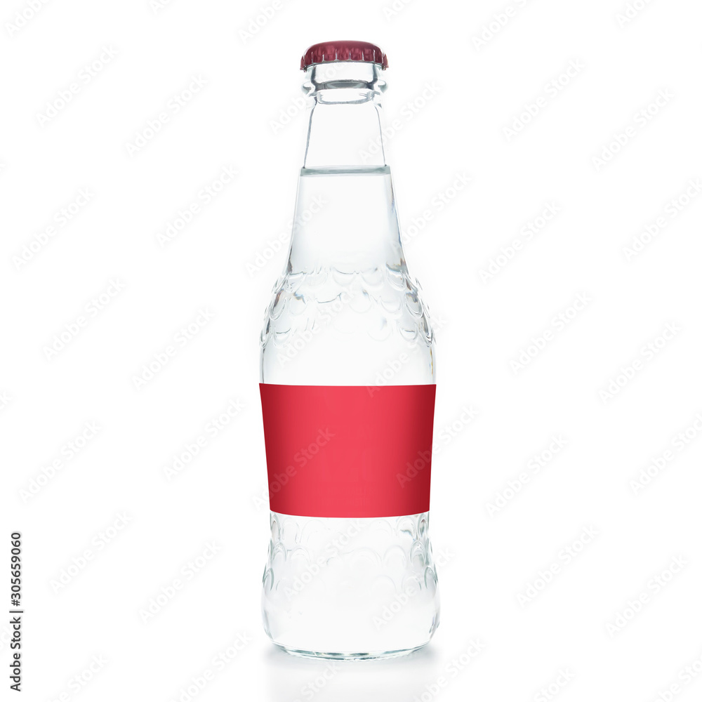 glass bottles with soda juice soda without labels and logos on a white ...