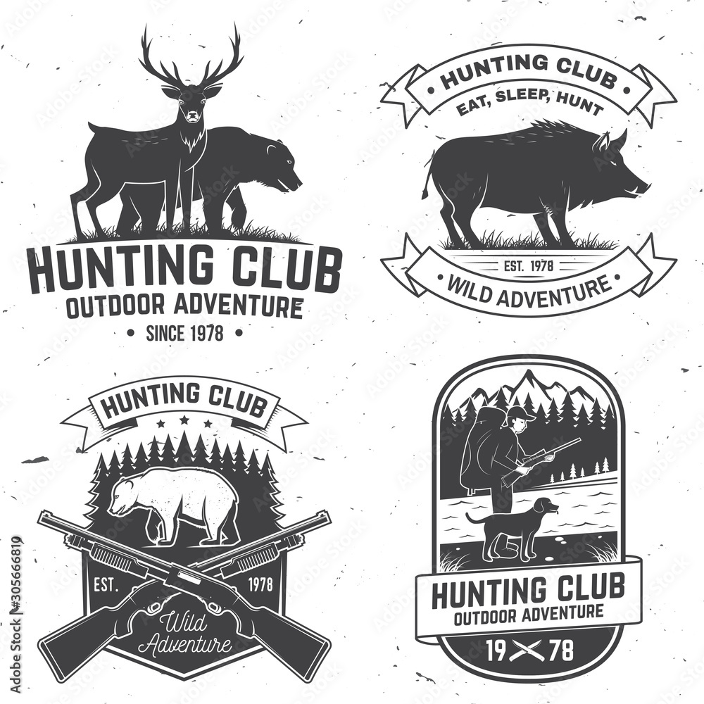 Set of Hunting club badge. Vector Concept for shirt, print, stamp ...