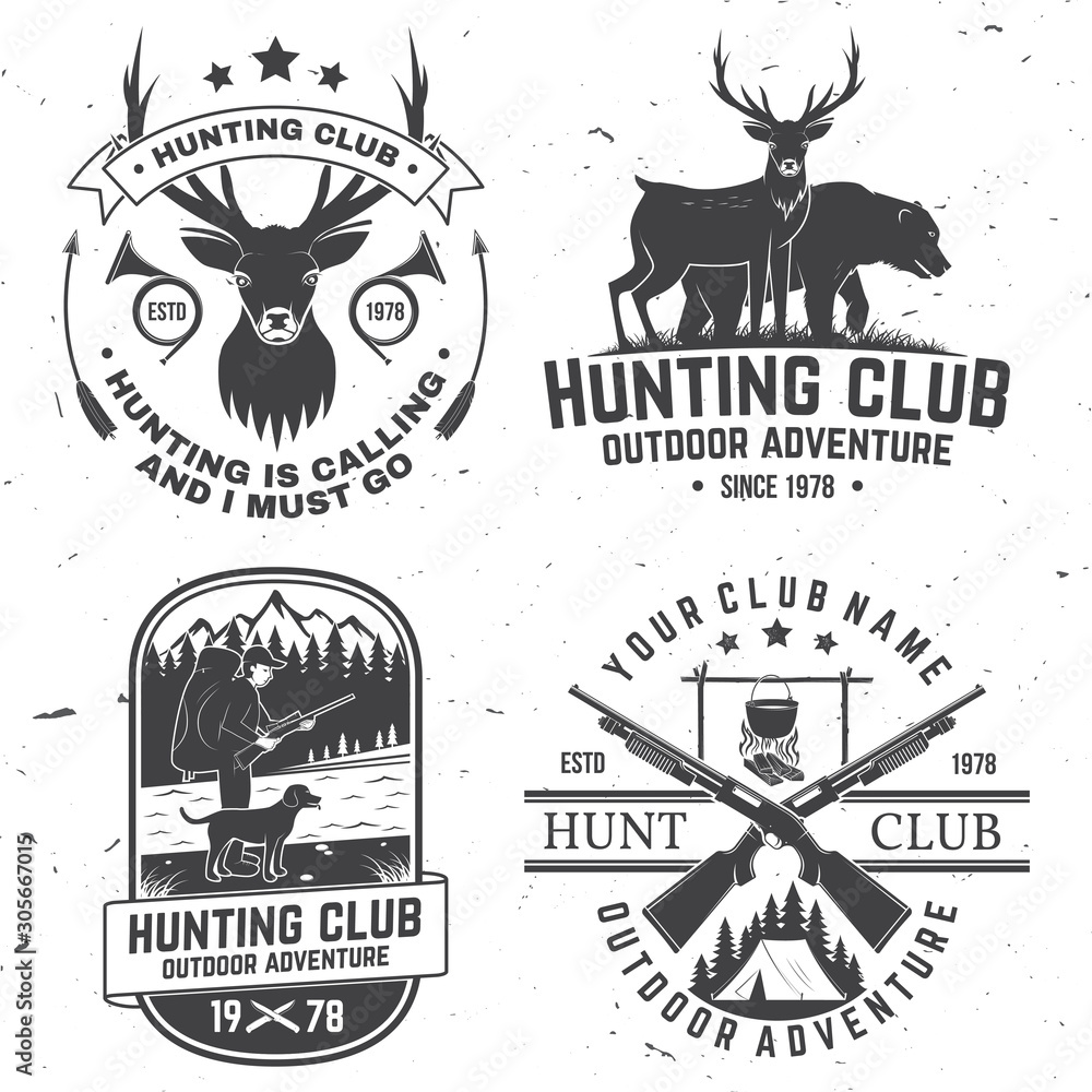 Set of Hunting club badge. Vector Concept for shirt, print, stamp ...