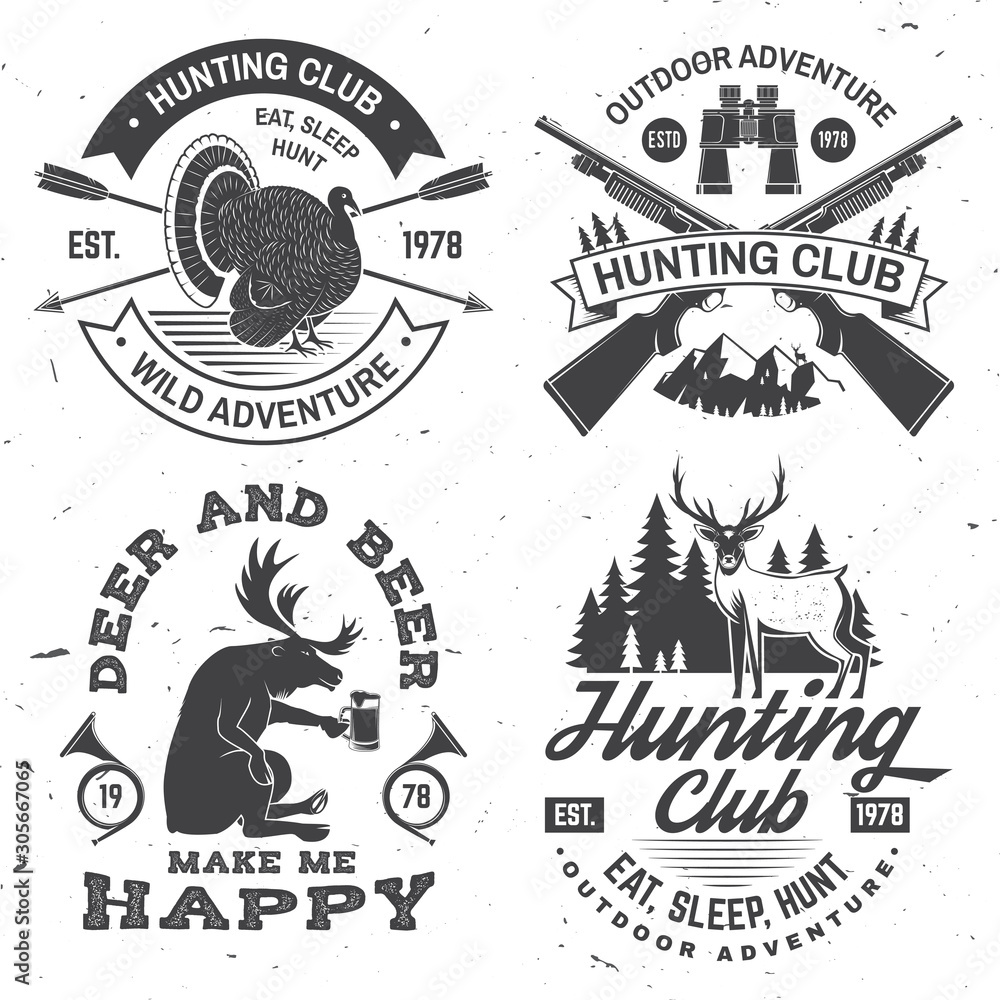 Set of Hunting club badge. Vector Concept for shirt, label, print ...