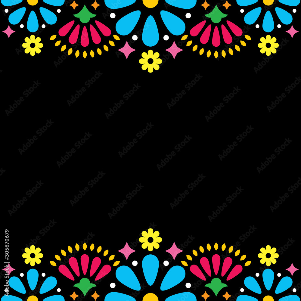 Mexican folk vector wedding or party invitation, greeting card ...