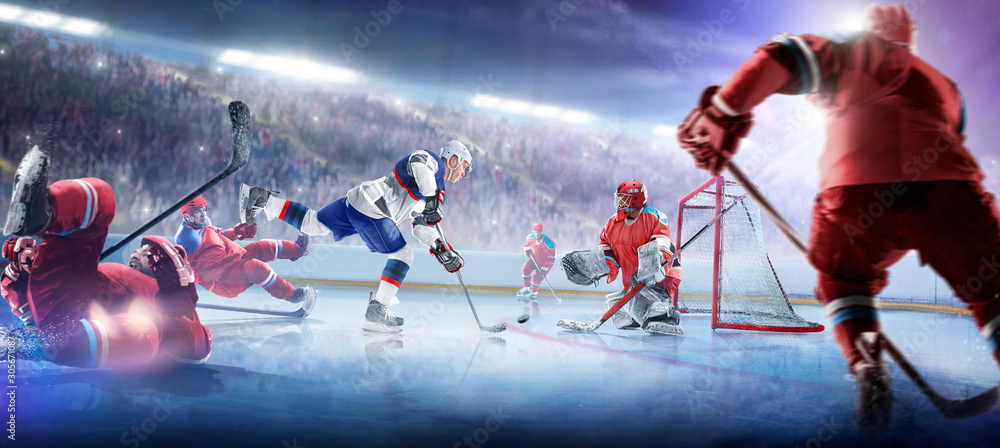 Professional hockey players in action on grand arena Stock Photo ...