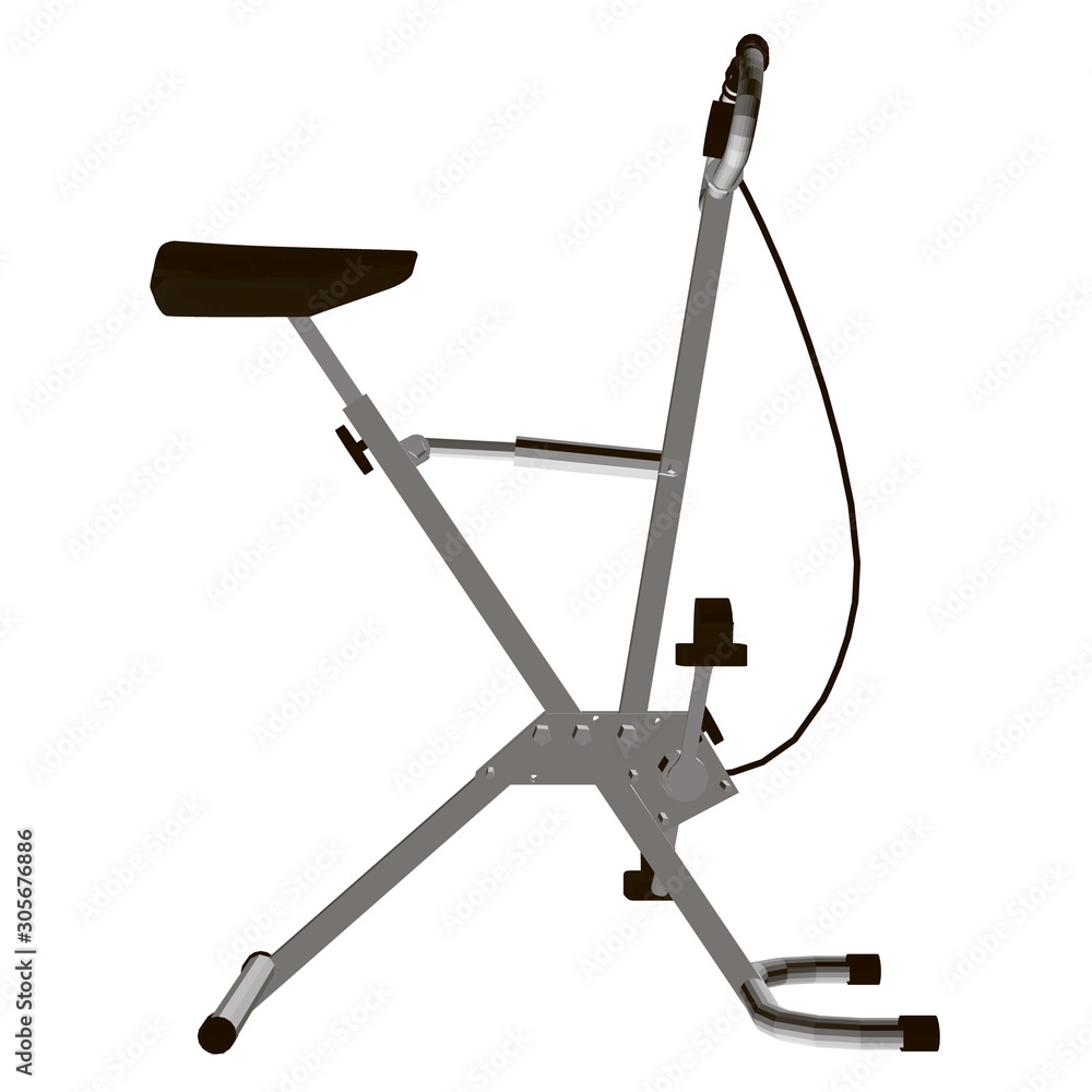 Exercise bike isolated on a white background. Side view. 3D. Vector ...