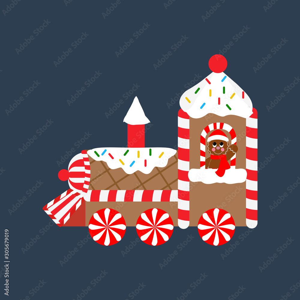 Christmas gingerbread train vector illustration Stock Vector | Adobe Stock