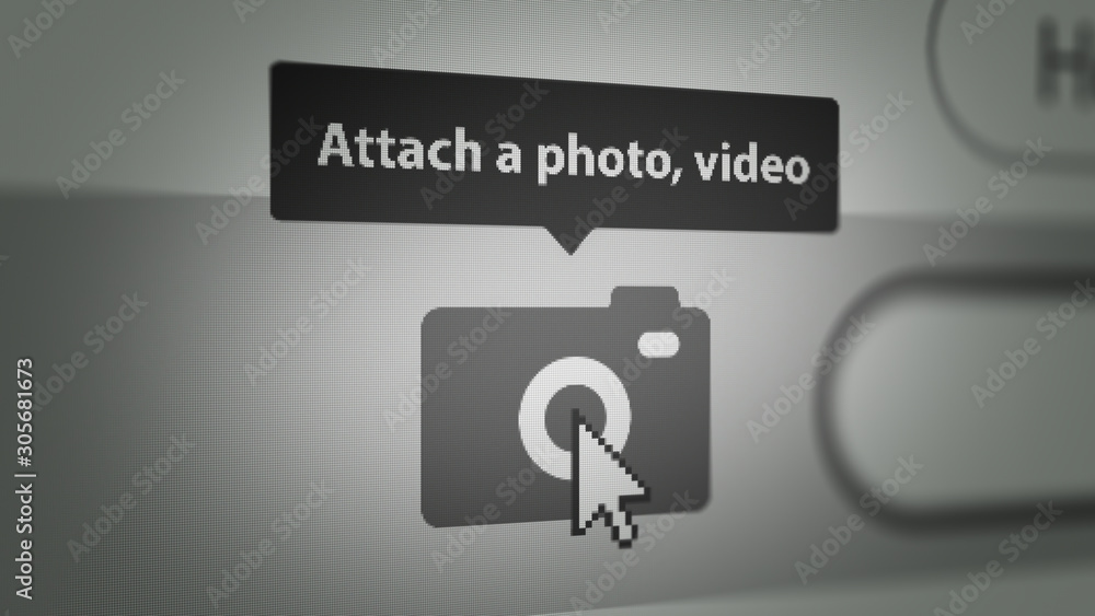Mouse Cursor Clicking "Attach a photo" Button in Social Media Website ...