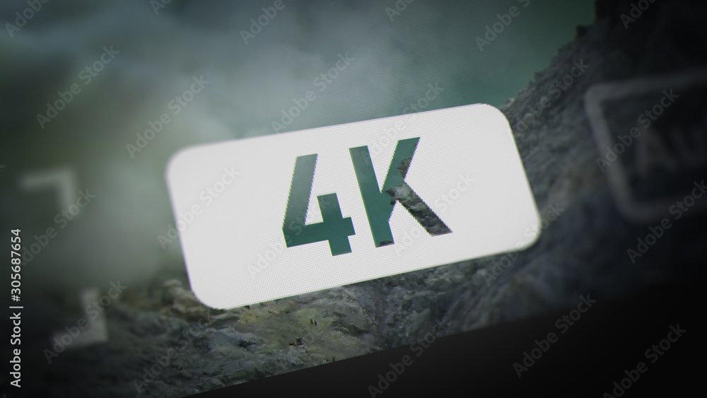 4k Ultra HD Label of Video Player Interface on Monitor Screen Stock ...