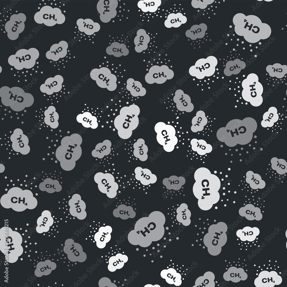 Grey Methane emissions reduction icon isolated seamless pattern on ...