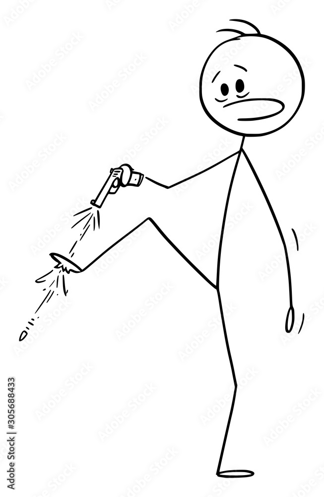 Vector cartoon stick figure drawing conceptual illustration of man or ...