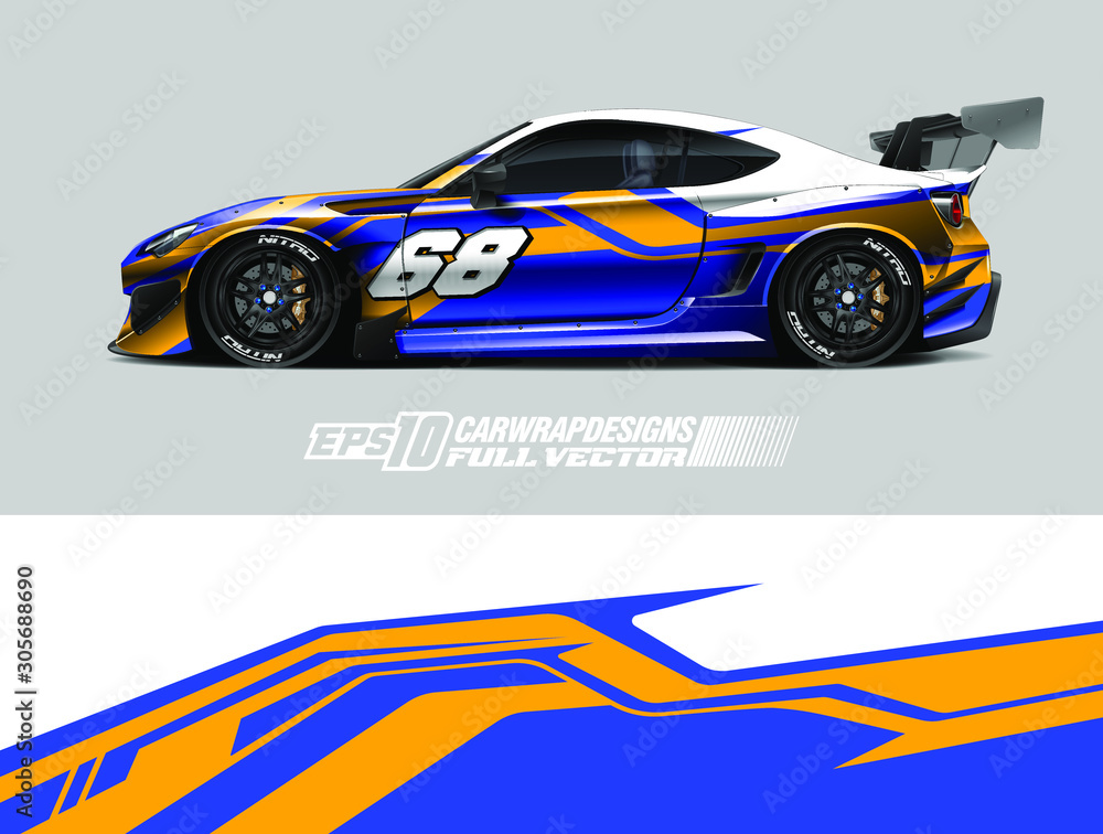Race car wrap designs. Abstract racing and sport background for car ...