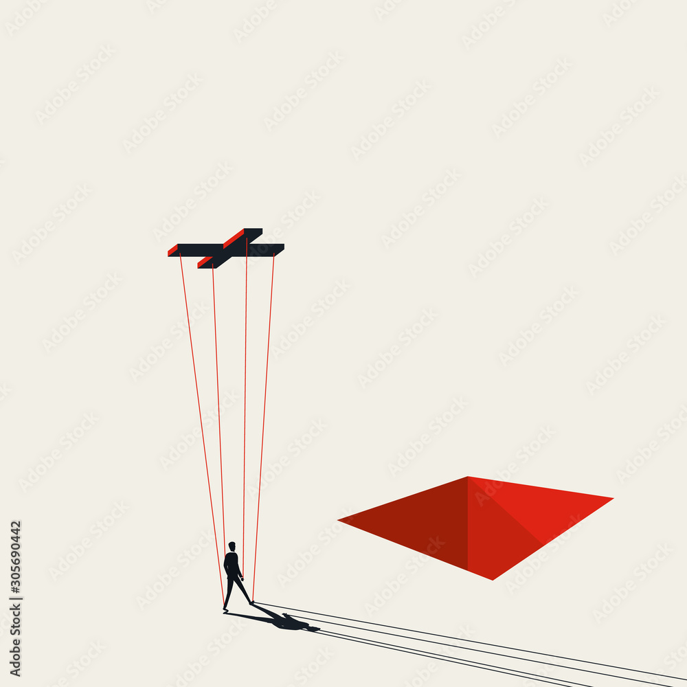 Businessman controlled as puppet on strings vector concept. Symbol of ...