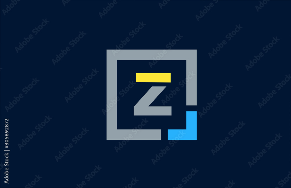 blue yellow letter Z alphabet logo design icon for business Stock ...