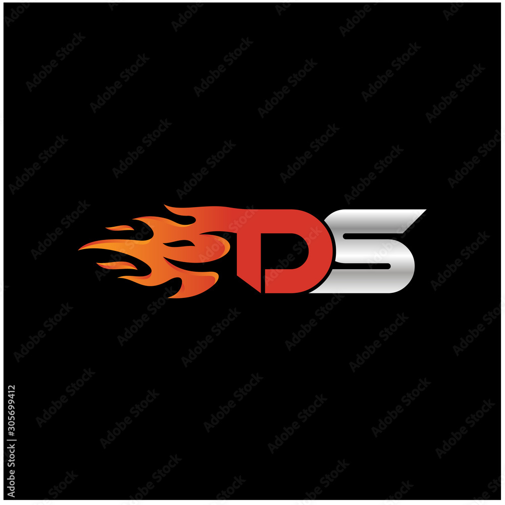 Initial Letter DS Logo Design with Fire Element Stock Vector | Adobe Stock