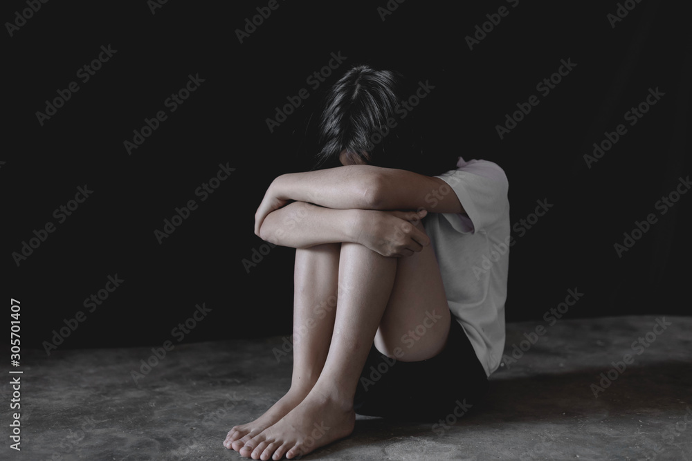 traumatized children concept. stop violence and abused children. Stock ...