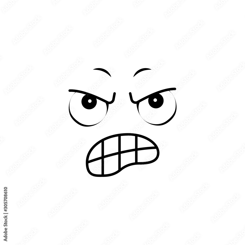 Emoji, angry icon. Simple line, outline vector of cartoon face icons ...