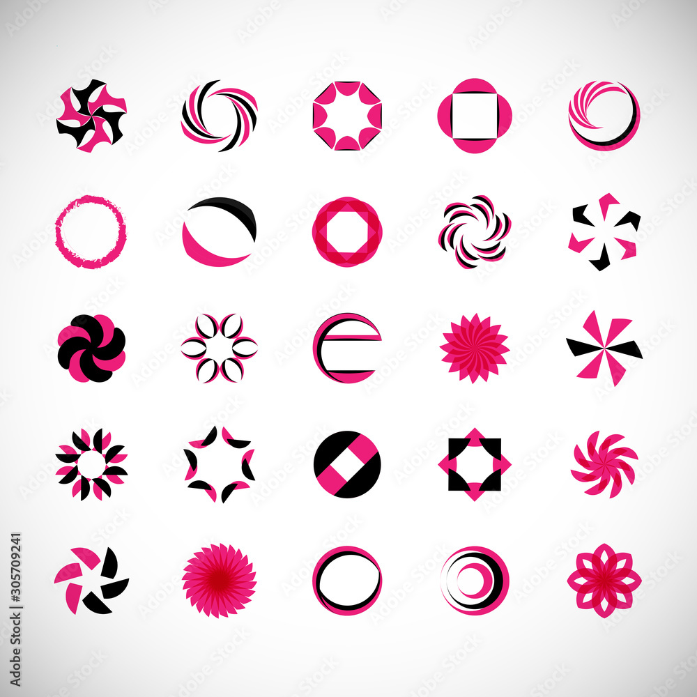 Abstract Circle Icon Set. Vector Isolated On Gray. Abstract Circle For ...