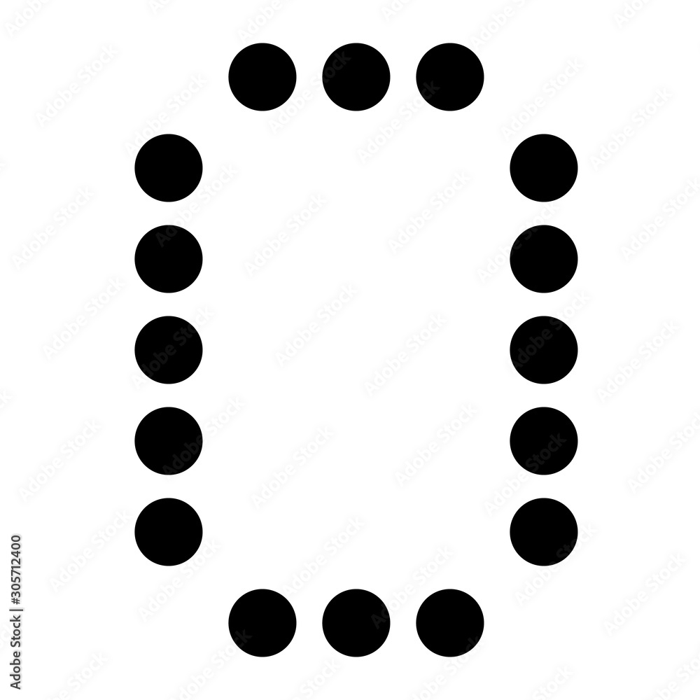 Dot alphabet make from circle number zero/0 isolated on white ...