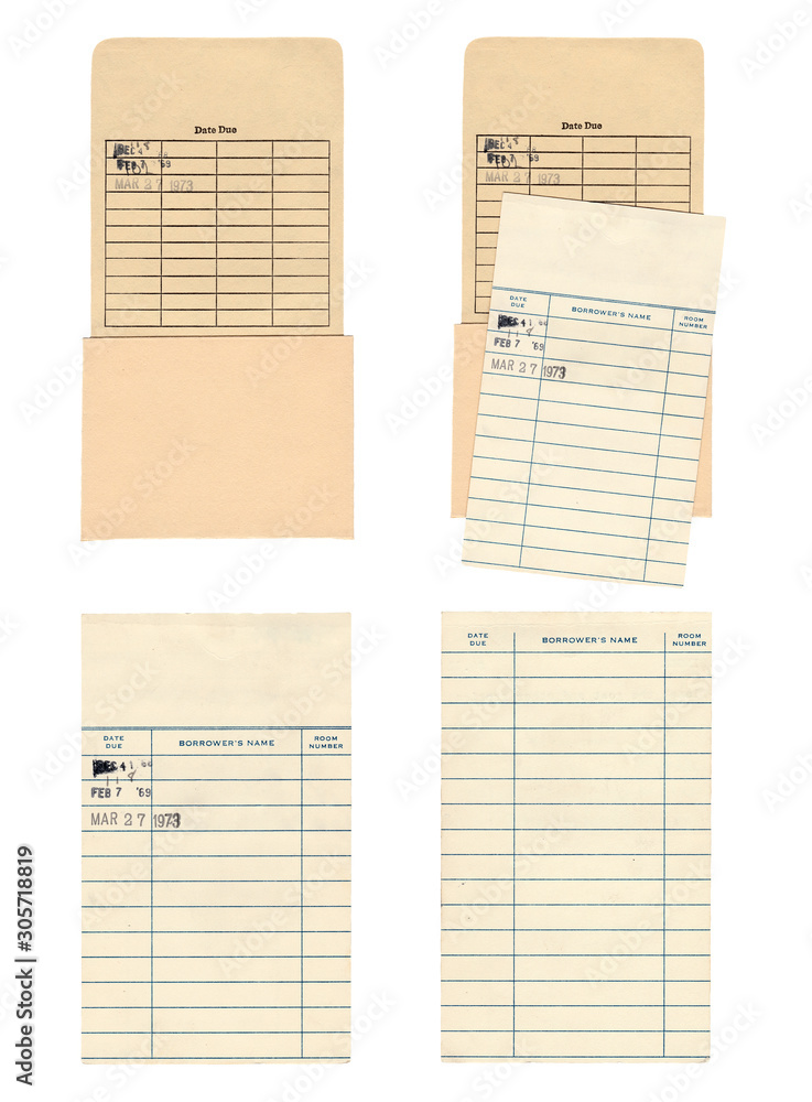Vintage Library Cards Set from the 1960s and 1970s Stock Photo | Adobe ...