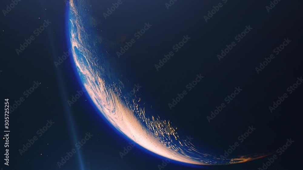 Planet earth from space. High detailed animation. Sunrise view from ...
