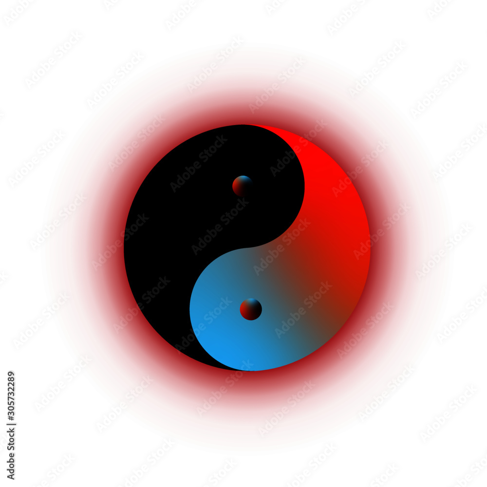 Yin Yang Multicolours With Dark Grey Aura In Black Background Vector Illustration Yin And Yang