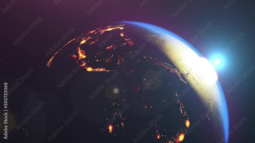 Beautiful animation. Planet earth rotates in space. Planet earth in the ...