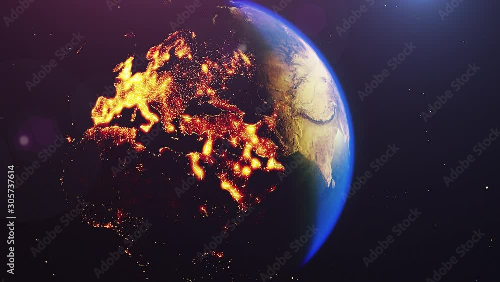 Beautiful animation. Planet earth rotates in space. Planet earth in the ...