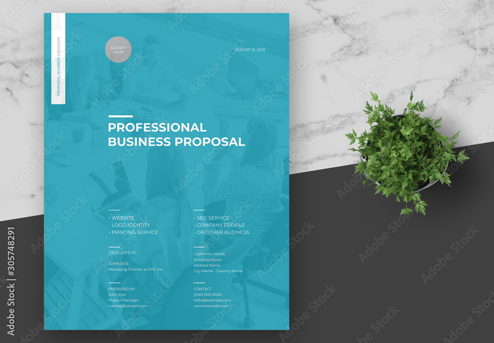 Clean Business Proposal Layout with Blue Accent Stock Template | Adobe ...