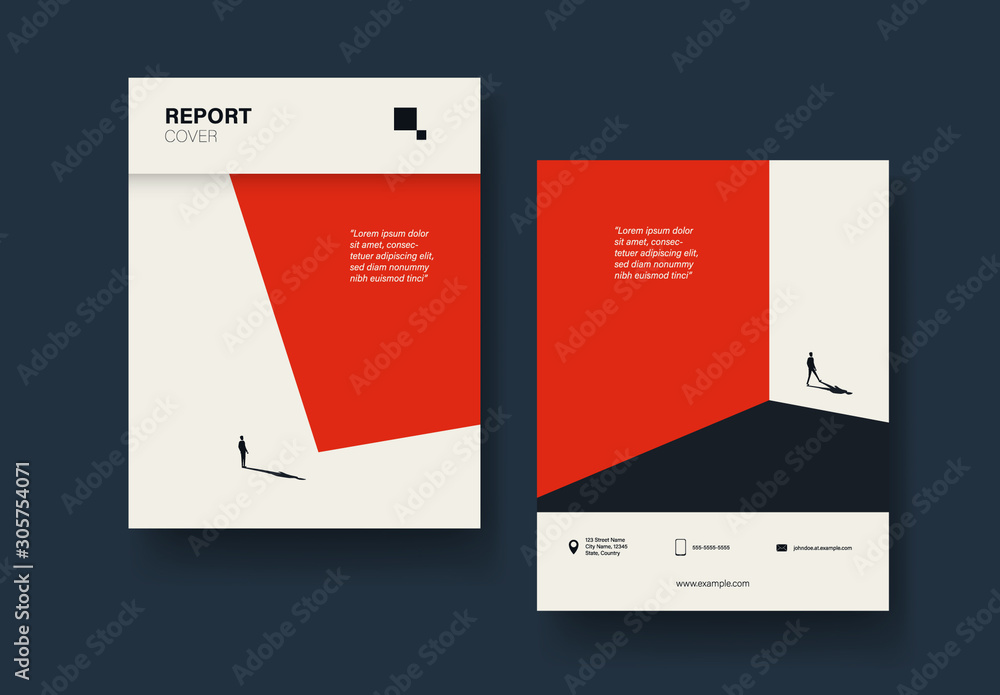 Retro Report Cover Layout with Red Wall Stock Template | Adobe Stock