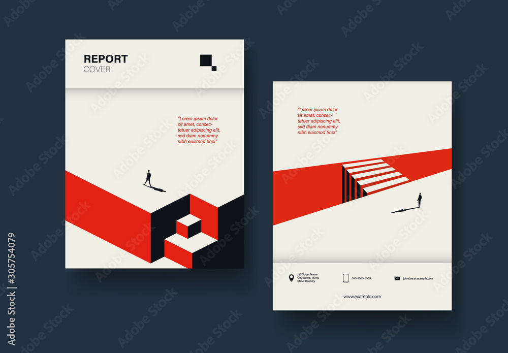 Retro Report Cover Layout with Crossroads Stock Template | Adobe Stock